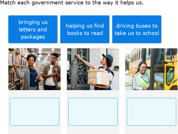 IXL | Government services | 1st grade social studies