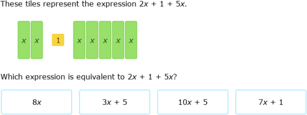 IXL | Combine like terms using algebra tiles | 7th grade math