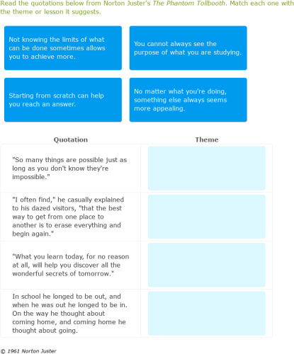 IXL | Match the quotations with their themes | 12th grade language arts