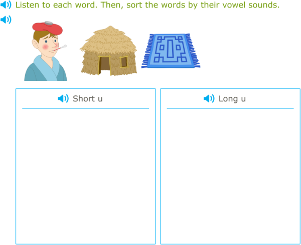 IXL | Sort short and long vowel words | Kindergarten language arts