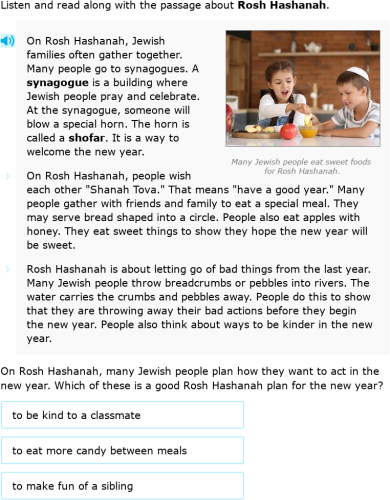 IXL | Rosh Hashanah | 1st grade social studies