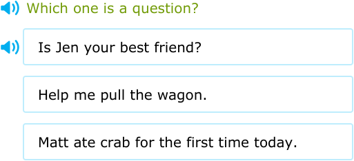 IXL | Identify questions | 1st grade language arts