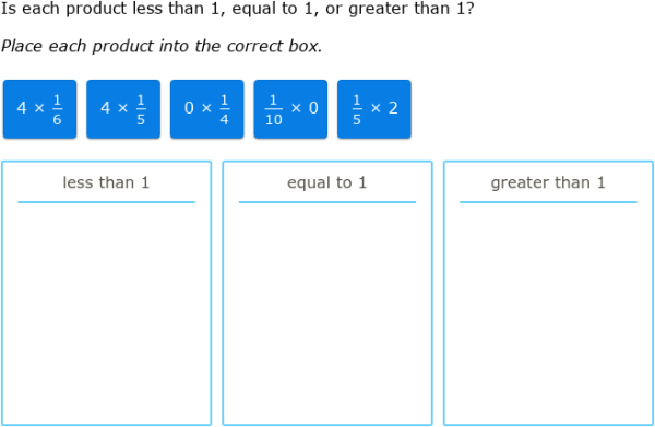 IXL | Multiply unit fractions by whole numbers: sorting | 4th grade math