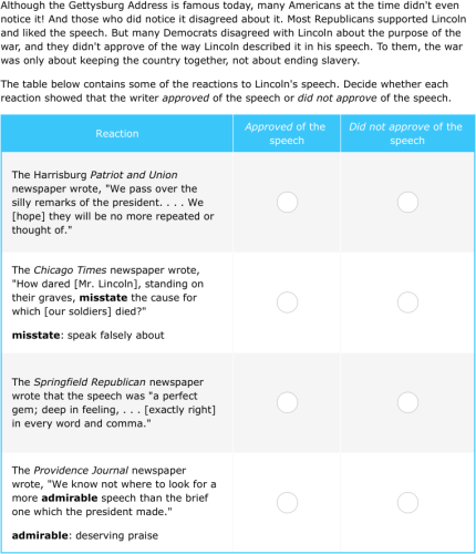 IXL | Source analysis: the Gettysburg Address | 7th grade social studies