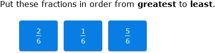 IXL | Order fractions with like denominators | 3rd grade math