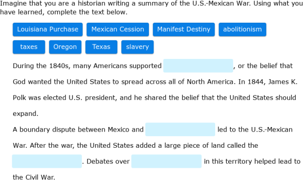 IXL | The U.S.-Mexican War | 8th grade social studies