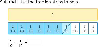 IXL | Subtract fractions with like denominators using strip models ...