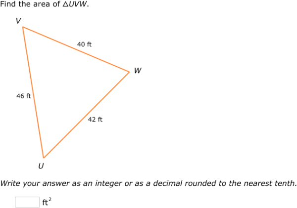 IXL - Area of a triangle: Heron's formula (Precalculus practice)