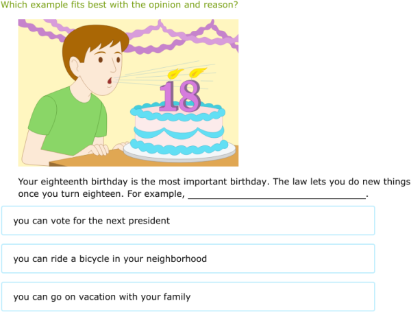 Ixl Complete The Opinion Passage With An Example 3rd Grade Language 0369