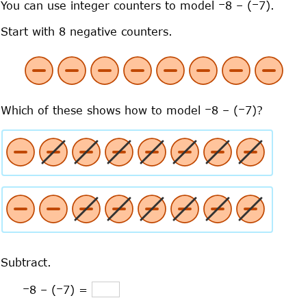 IXL | Subtract integers using counters | 7th grade math