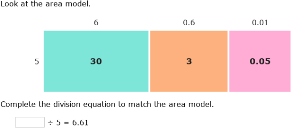 IXL | Divide decimals using area models: complete the equation | 5th ...