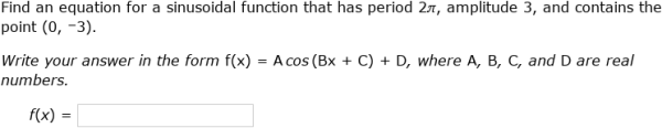 IXL - Write equations of cosine functions using properties (Precalculus practice)