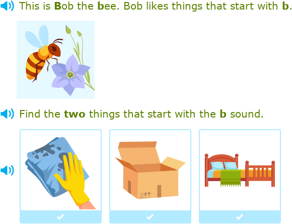 IXL | Find the words that begin with a given sound | Kindergarten ...
