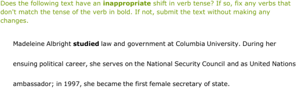 IXL | Identify and correct inappropriate shifts in verb tense | 7th ...
