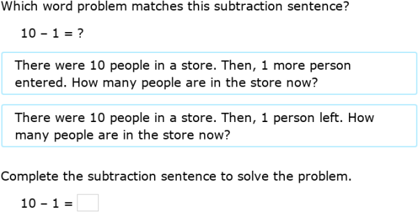 IXL | Match word problems to subtraction sentences - up to 10 | 1st ...