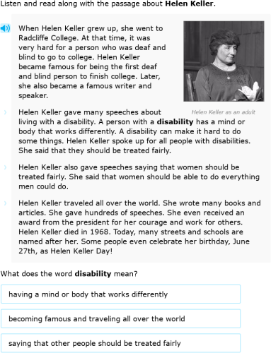 IXL | Helen Keller | Kindergarten social studies