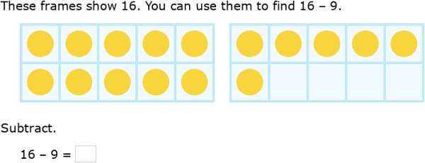 IXL | Use ten frames to subtract 9 | 1st grade math