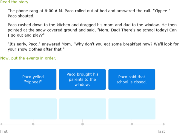 IXL | Order events in a story | 3rd grade language arts