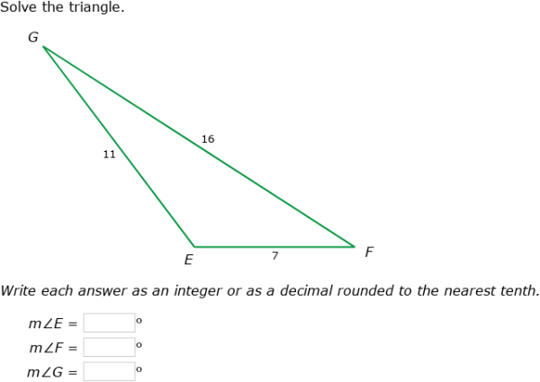 IXL - Solve a triangle using Law of Cosines (Geometry practice)