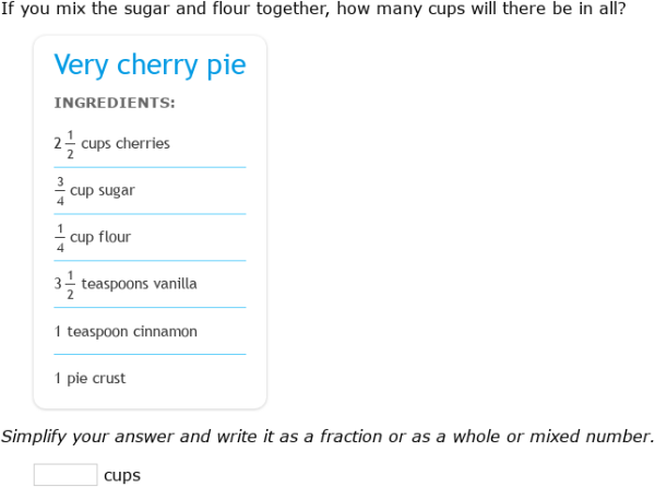IXL | Add and subtract fractions with like denominators in recipes ...
