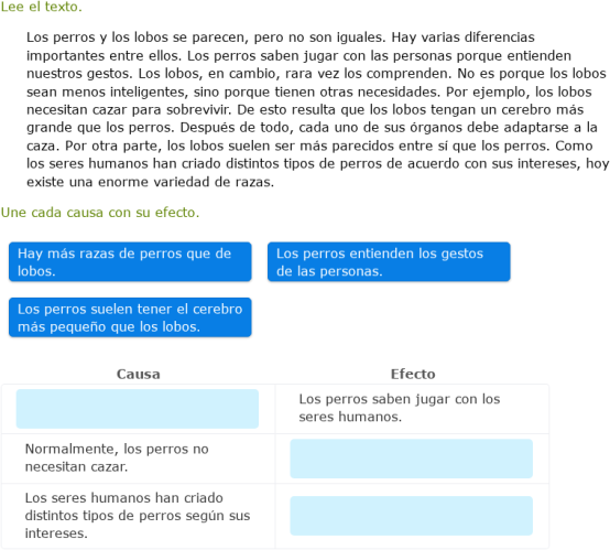 IXL | Unir causas con efectos en textos informativos | 3rd grade ...
