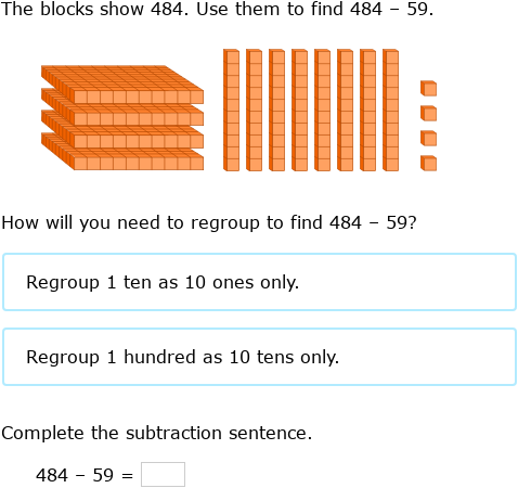 IXL | Use models to subtract two-digit numbers from three-digit numbers ...