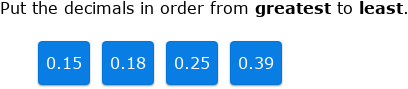 IXL | Put decimal numbers less than one in order | 4th grade math