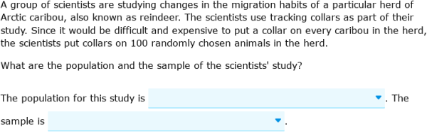 IXL - Populations and samples (Algebra 1 practice)