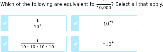 IXL | Powers of ten with negative exponents | 8th grade math