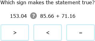 IXL | Compare sums and differences of decimals | 5th grade math