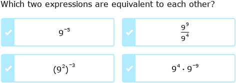IXL | Checkpoint: Properties of exponents | 8th grade math