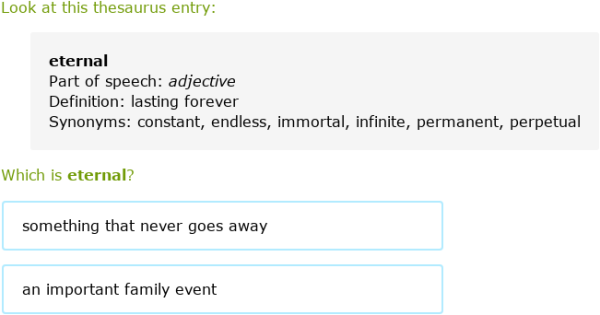 IXL | Use thesaurus entries | 3rd grade language arts