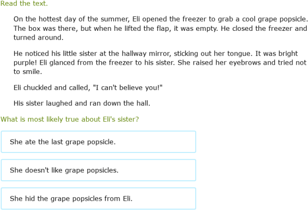 IXL | Draw inferences and identify supporting details | 3rd grade ...