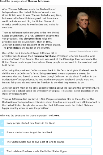 IXL | Thomas Jefferson | 3rd grade social studies
