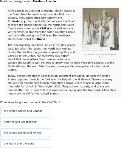 IXL | Abraham Lincoln | 4th grade social studies