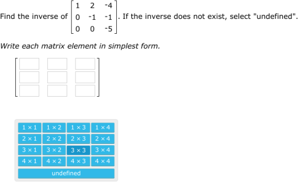 IXL - Inverse of a 3 x 3 matrix (Precalculus practice)