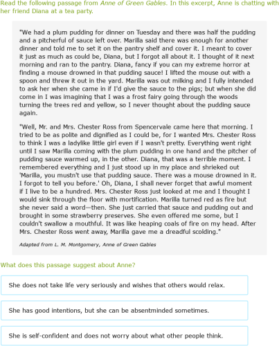 IXL | Analyze passages from Anne of Green Gables: Part 1 | 7th grade ...