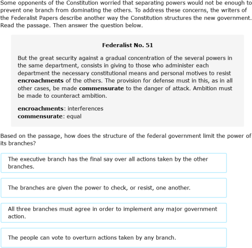 IXL - Source analysis: the Federalist Papers (Civics & government practice)