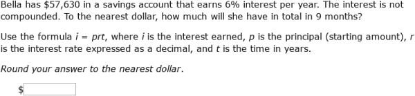 IXL - Simple interest: find the future value (Algebra 1 practice)