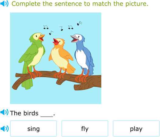 IXL | Complete the sentence with an action verb to match the picture ...