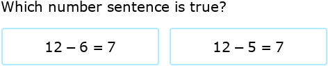 IXL | Subtraction sentences: which is true? | 1st grade math