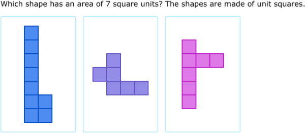 IXL | Select figures with a given area | 4th grade math