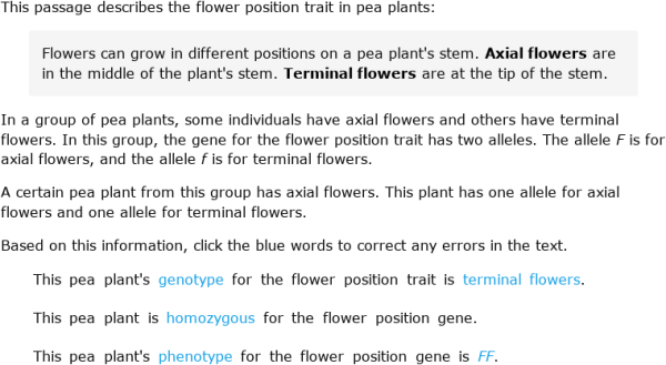IXL - Genetics vocabulary: genotype and phenotype (Biology practice)