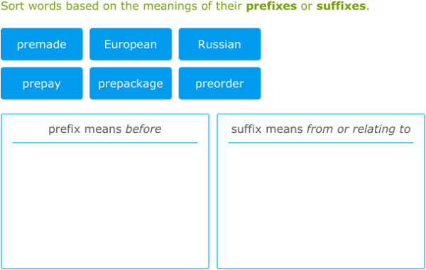 IXL | Sort words with shared prefixes and suffixes by meaning | 3rd ...