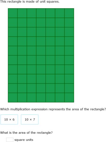 IXL | Multiply to find the area of a rectangle made of unit squares ...