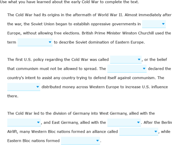 IXL - Introduction to the Cold War (U.S. History practice)