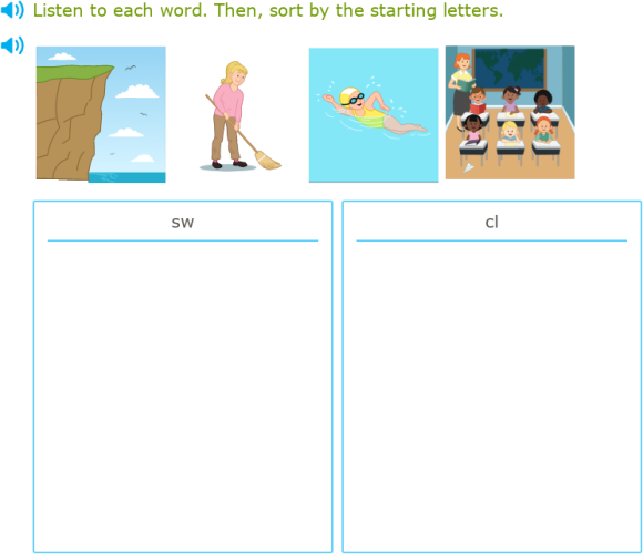 IXL | Sort by initial consonant blend or digraph | 1st grade language arts