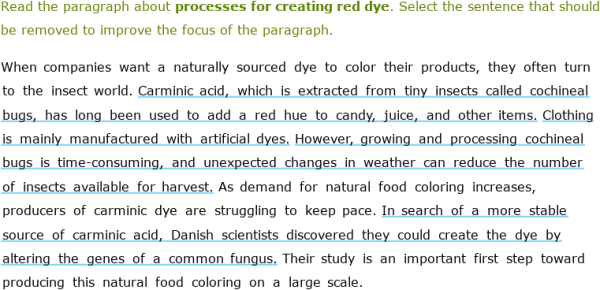 IXL | Remove the sentence that does not belong | 6th grade language arts