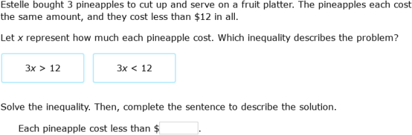 IXL | One-step inequalities: word problems | 6th grade math