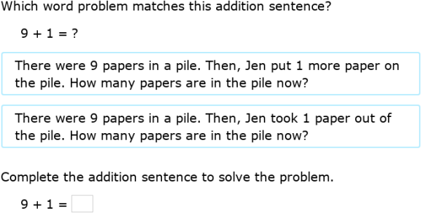 IXL | Match word problems to addition sentences - sums up to 10 | 1st ...
